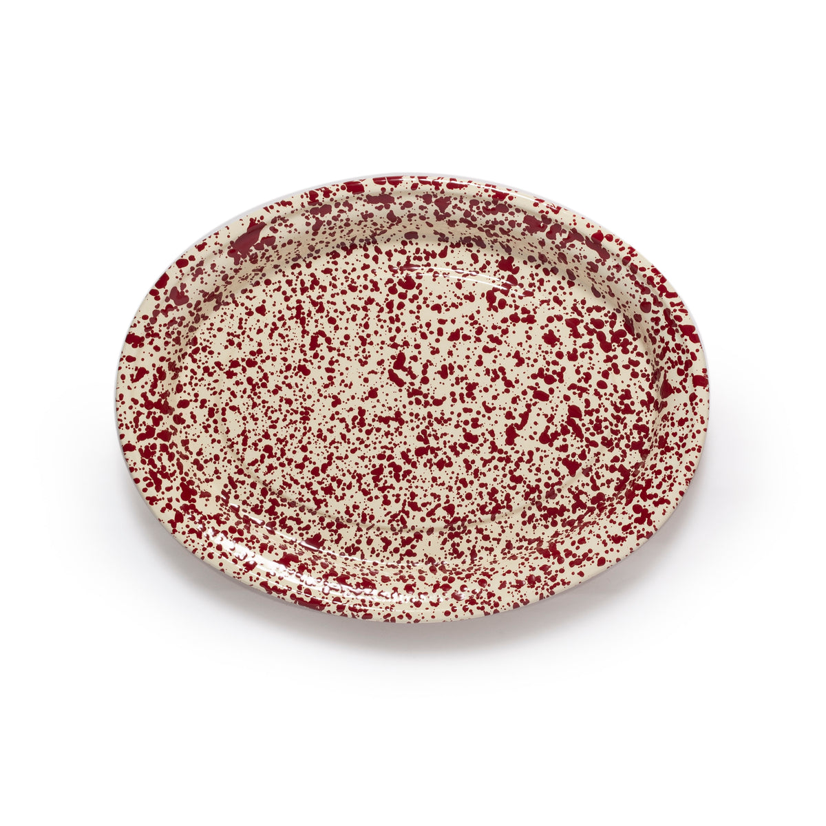 Splatter Enamel Oval Tray in Burgundy and Cream | Clove & Creek