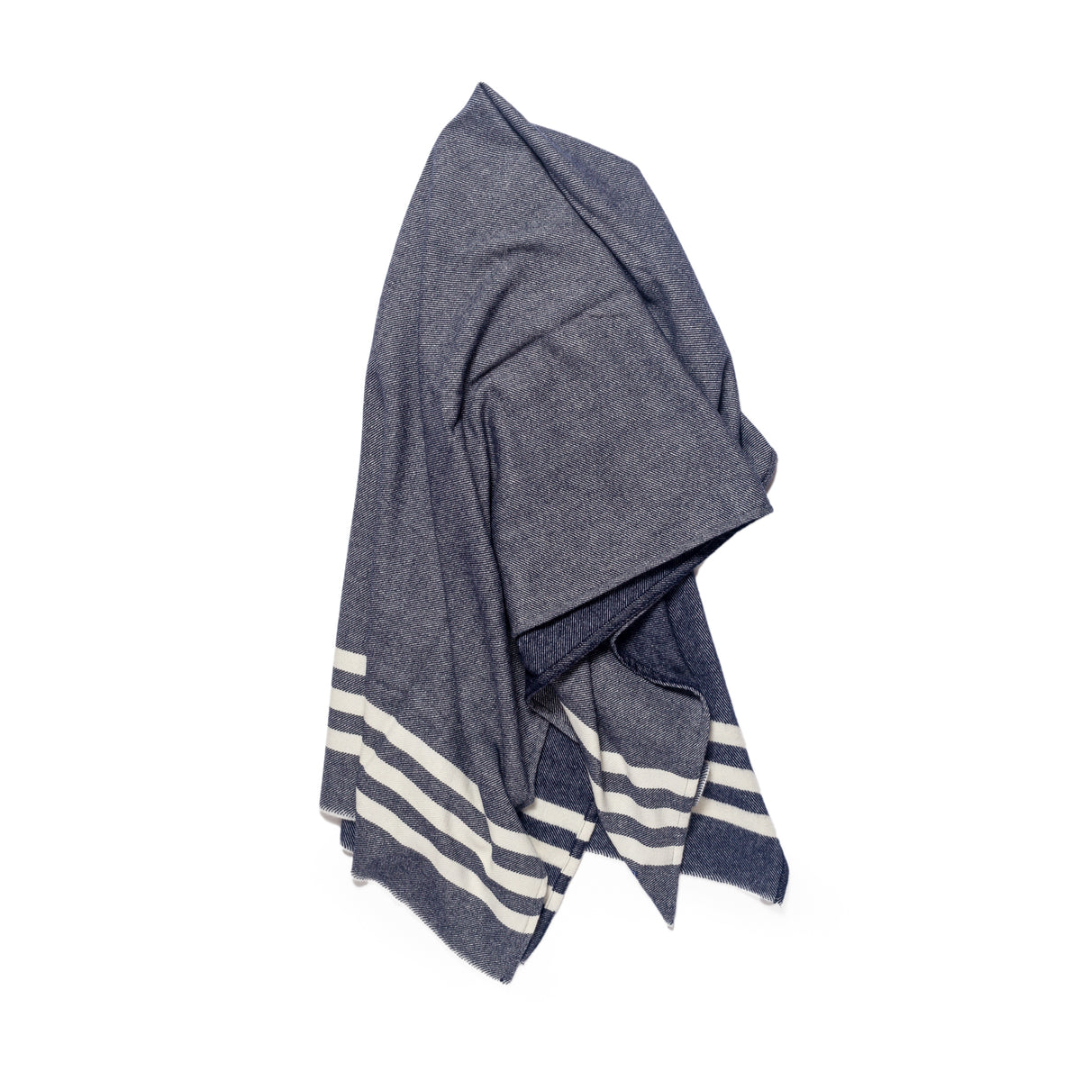 Trapper Wool Throw in Navy and Natural Stripe | Clove & Creek